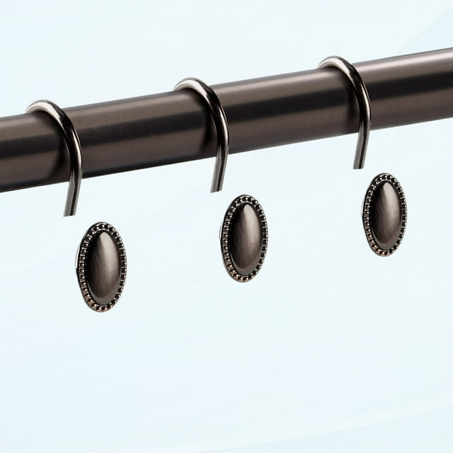 Metal Shower Curtain Hooks, Oil-Rubbed Bronze Decorative Shower Curtain ...