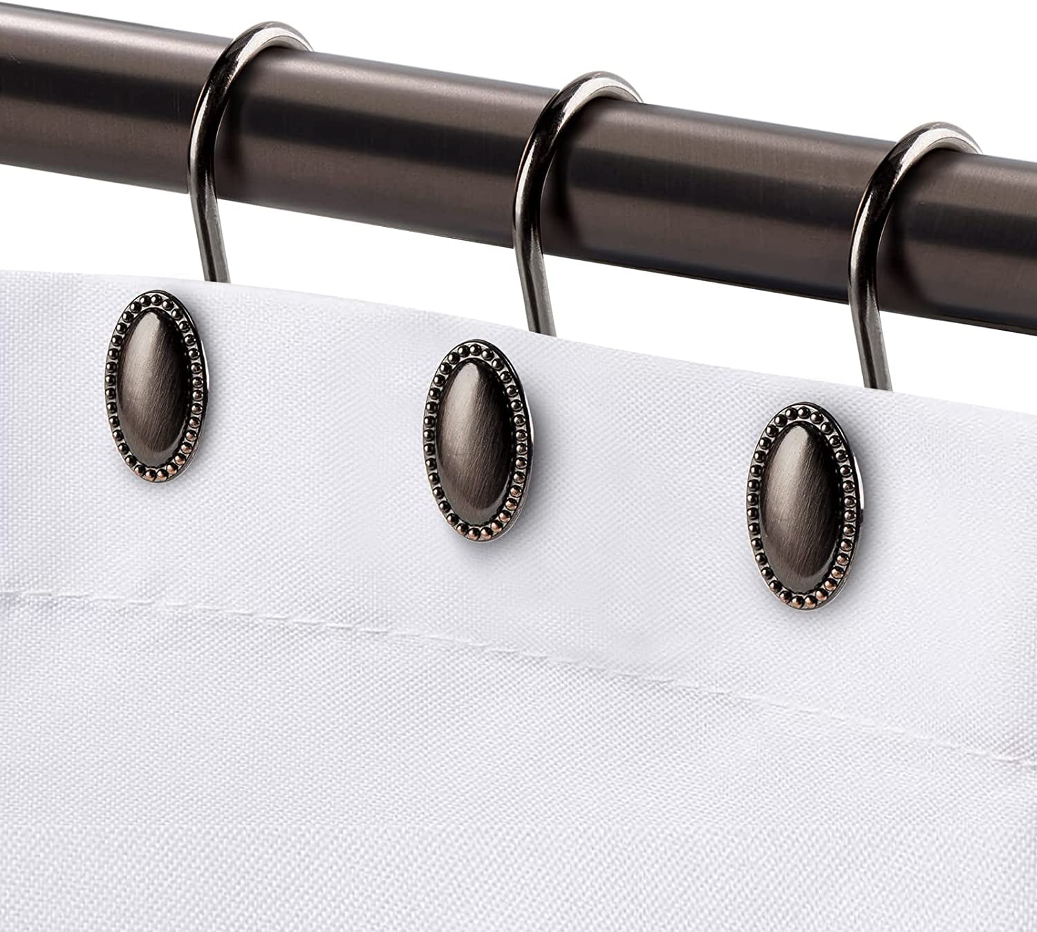 Metal Shower Curtain Hooks, Oil-Rubbed Bronze Rustproof Decorative ...