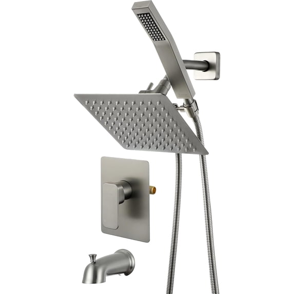 All Metal Shower Faucet Set Dual Square Shower Head System with ...