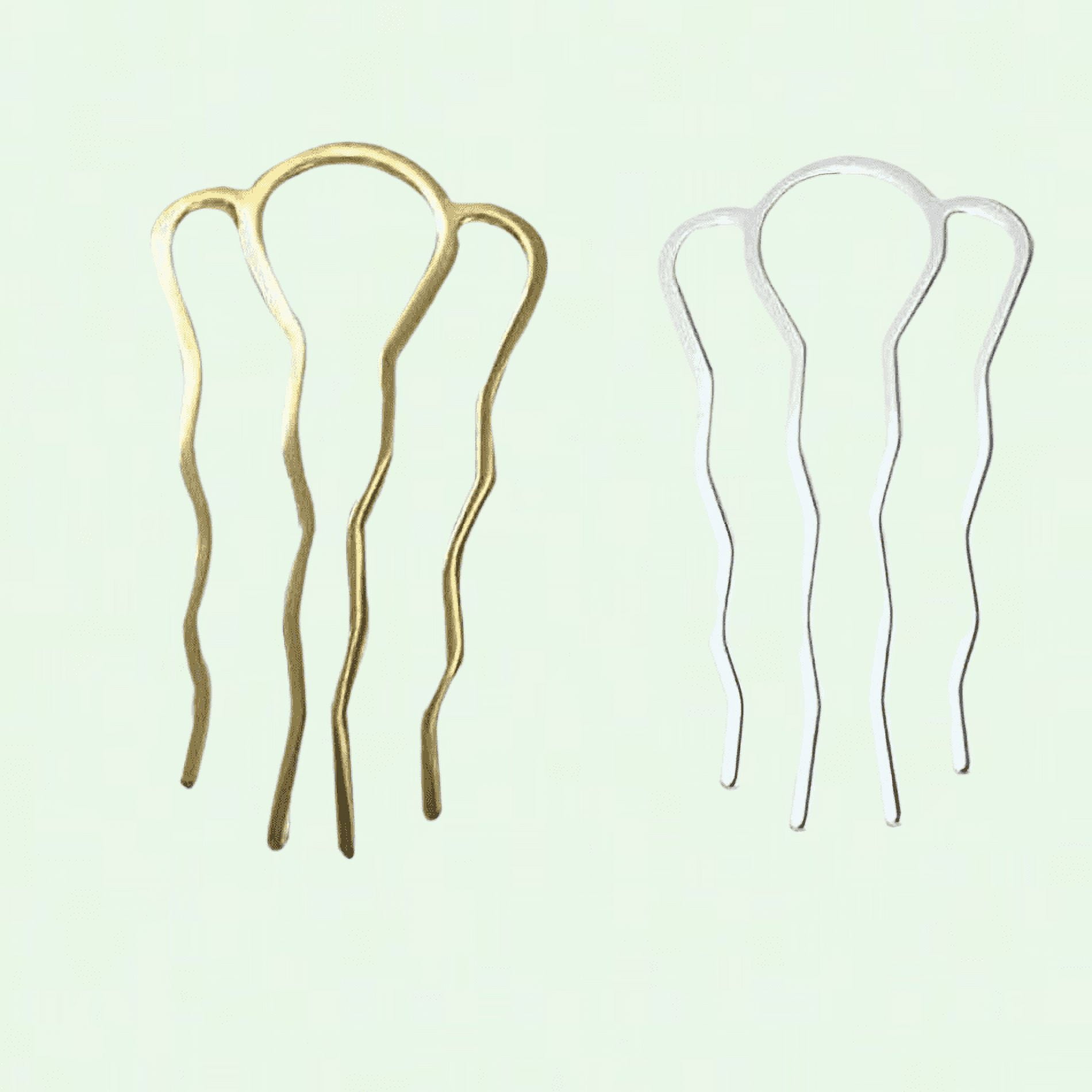 Metal Side Combs Updo Hair Fork Set, 2PCS, Gold and Silver Hair ...