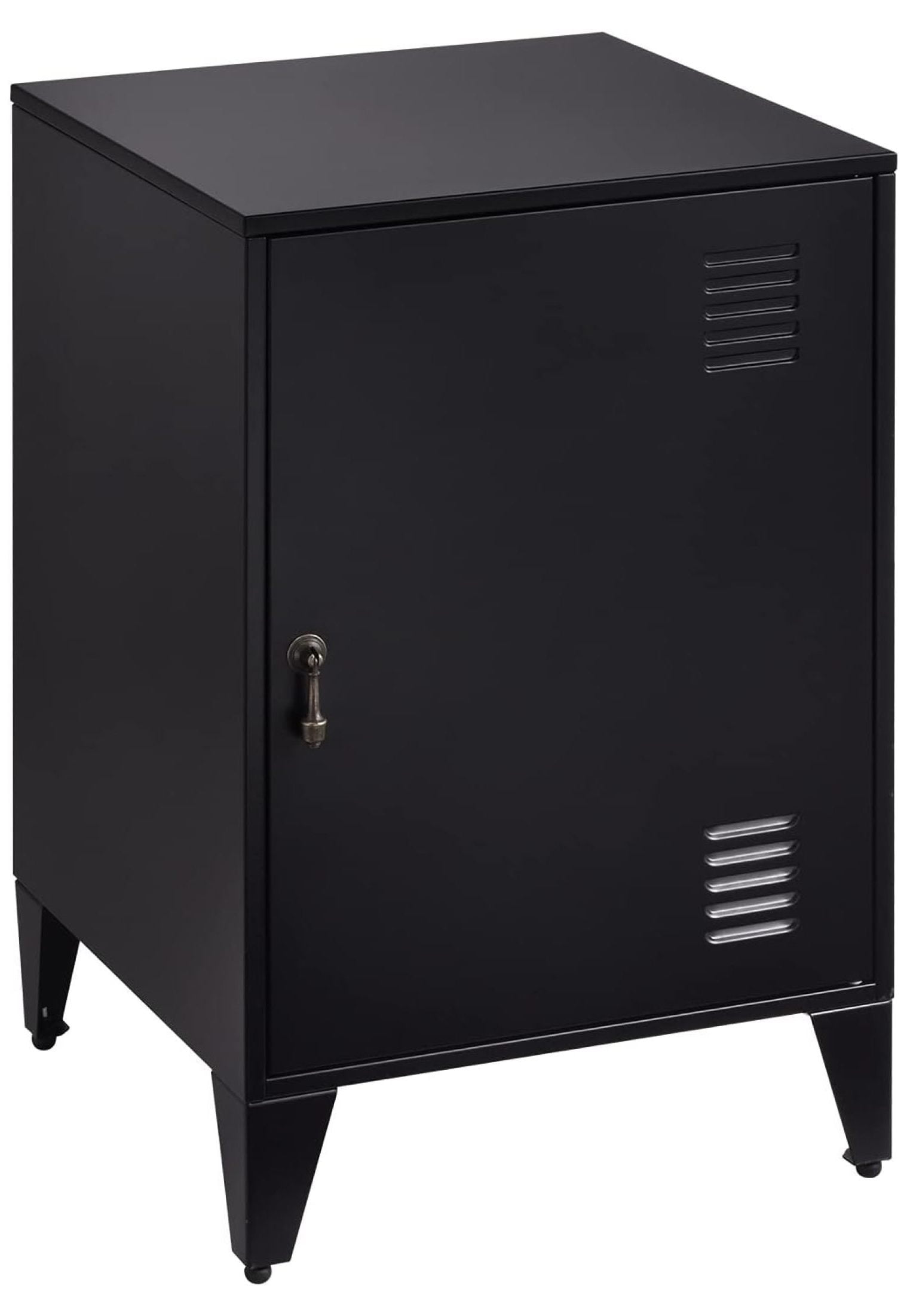 Metal Side Table with Storage Nighstand with Adjustable Shelf and Feet ...