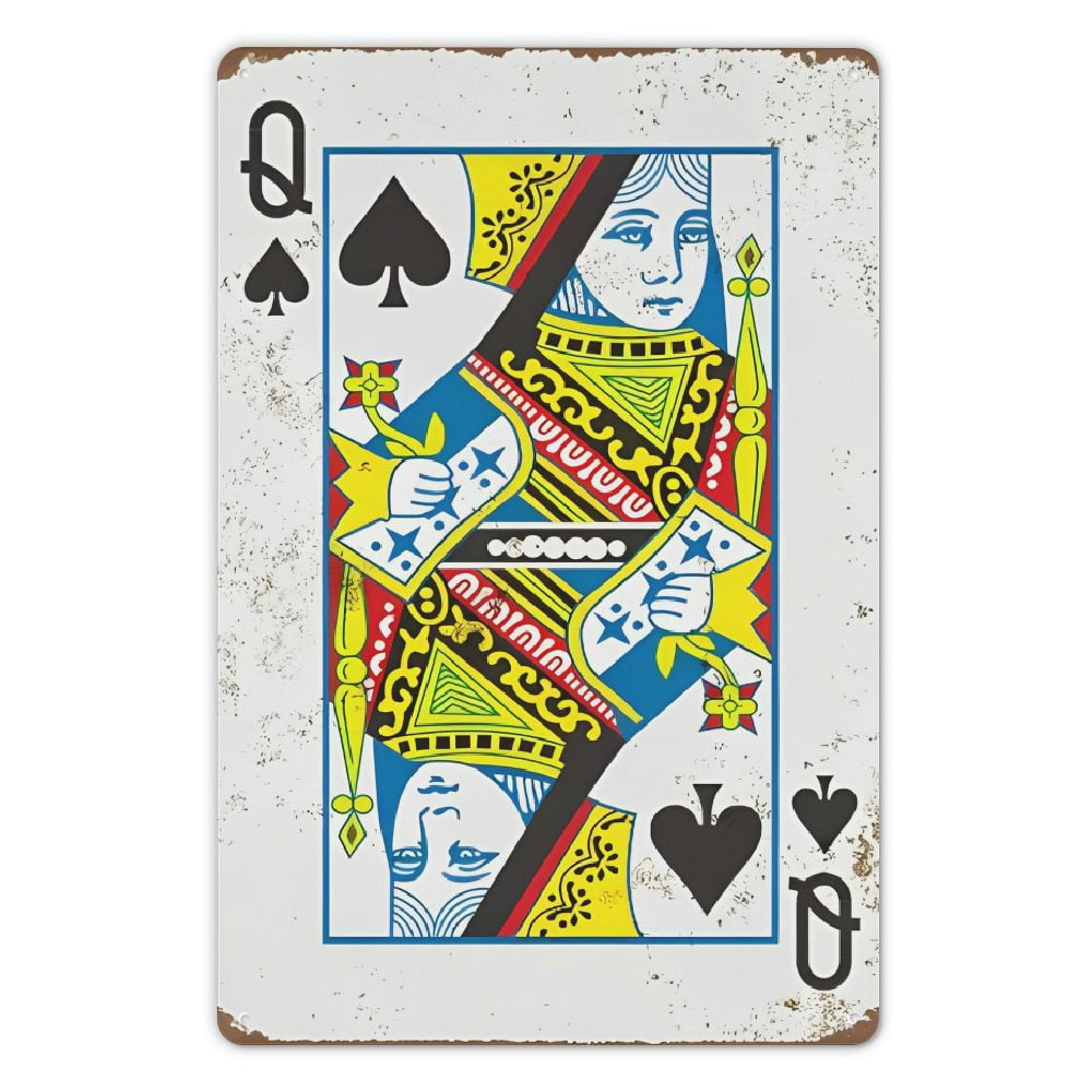 Metal Sign 8 x 12inches - Queen of Spades Retro Poker Man Cave Vintage ...