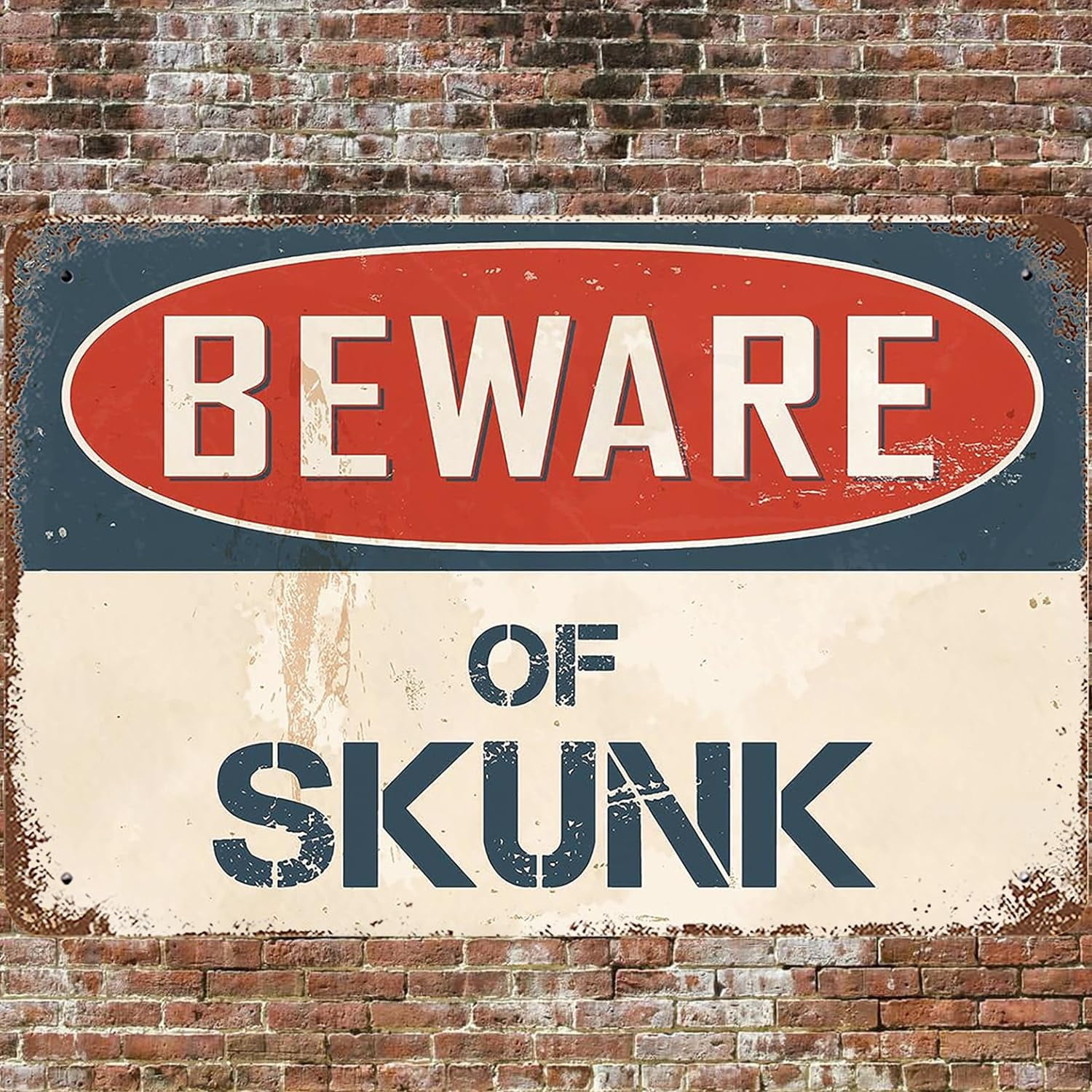 Metal Sign 8"x12" Vintage Beware of Skunk, Retro Wall Decor Friendly ...