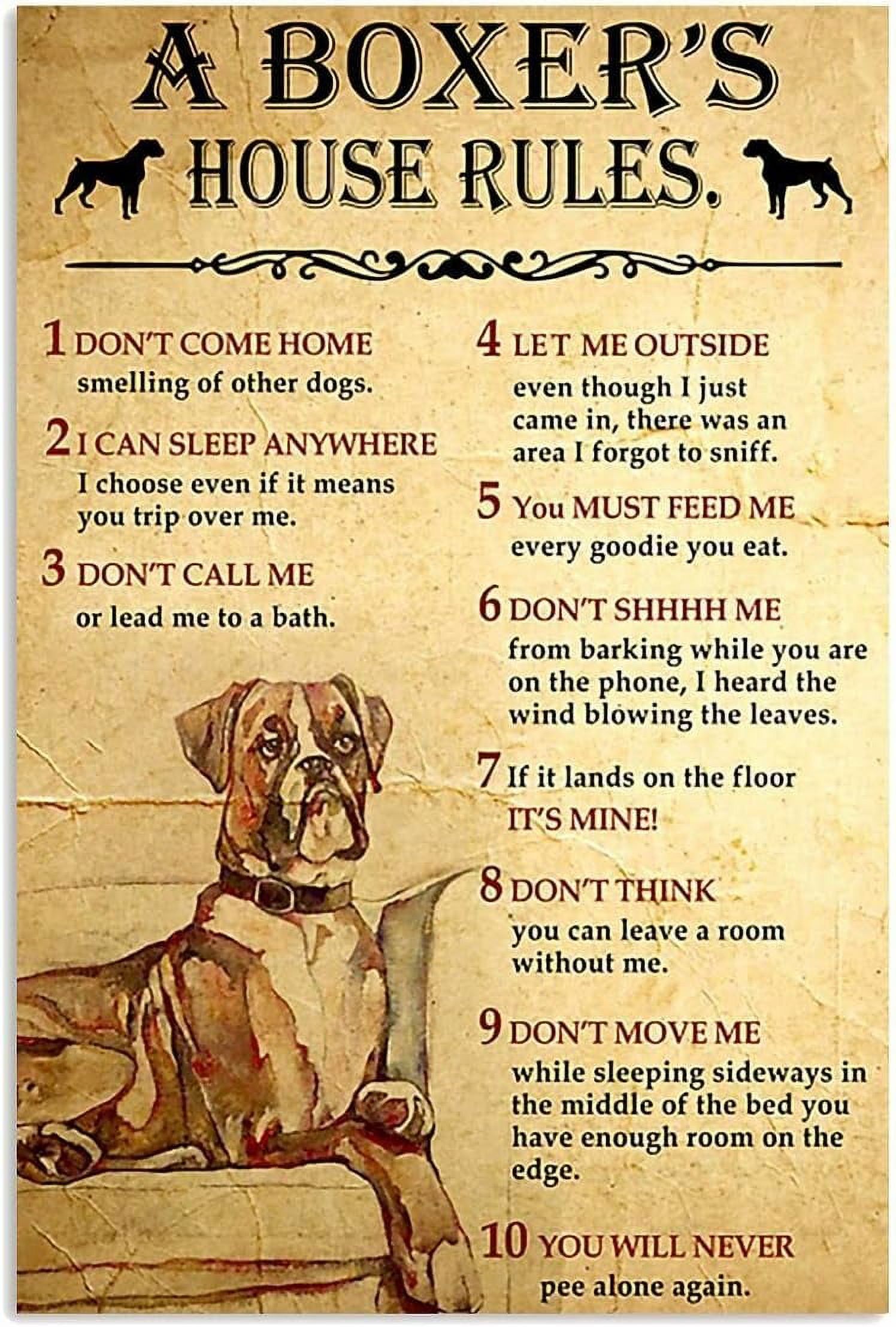 Metal Sign A Boxer's House Rules Sign Vintage Funny Sign Retro Aluminum ...
