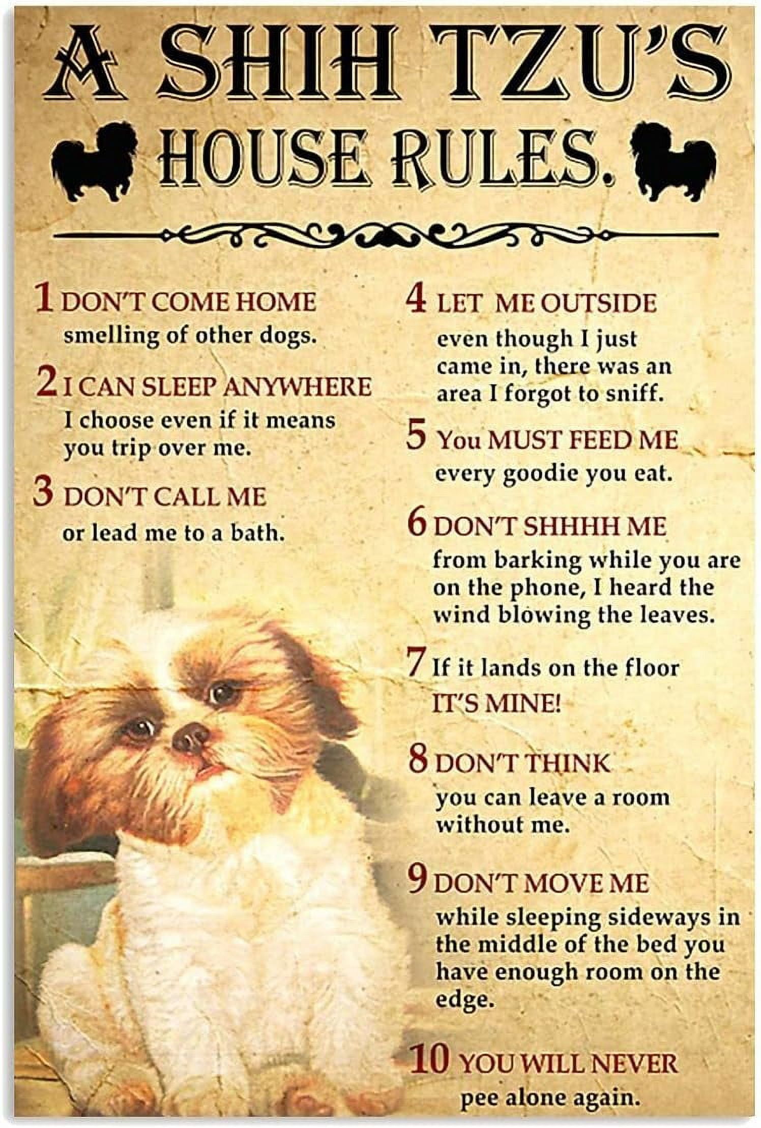 Metal Sign A Shih Tzu's House Rules Sign Vintage Funny Sign Retro ...