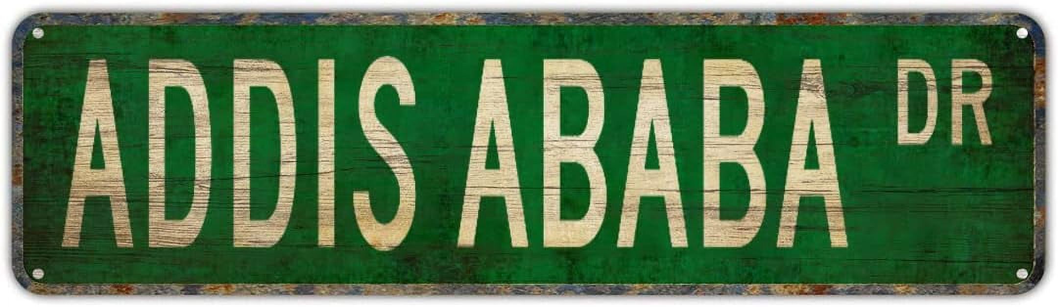 Metal Sign ADDIS ABABA DR Vintage Tin Signs Plaque for Bedroom Kitchen ...