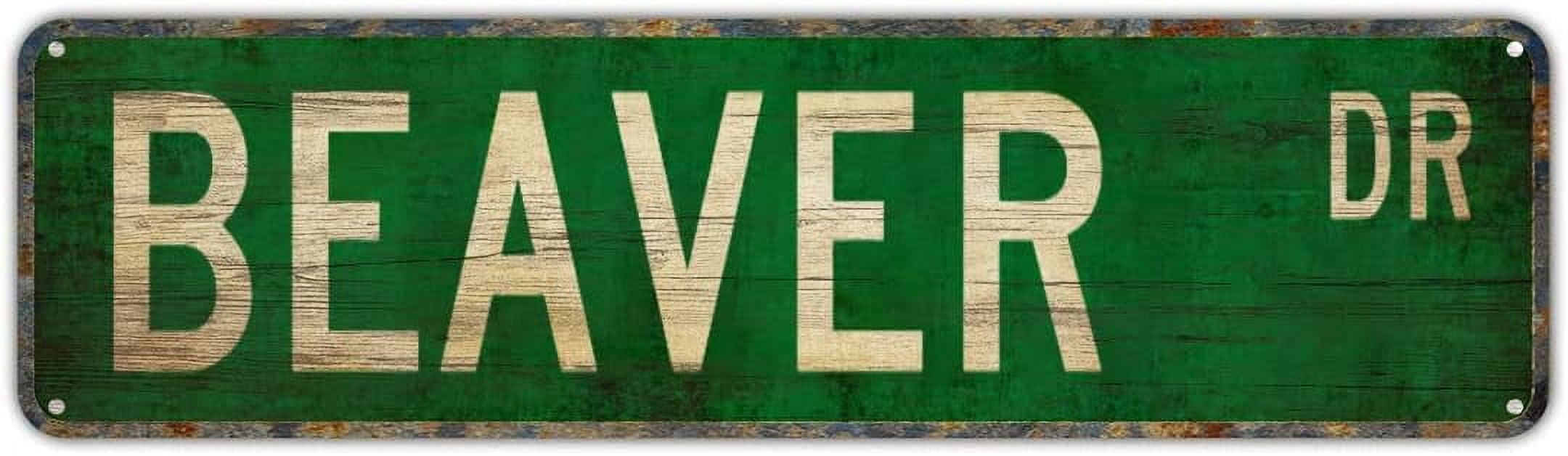 Metal Sign BEAVER Vintage Tin Signs Plaque for Bedroom Kitchen Garden ...