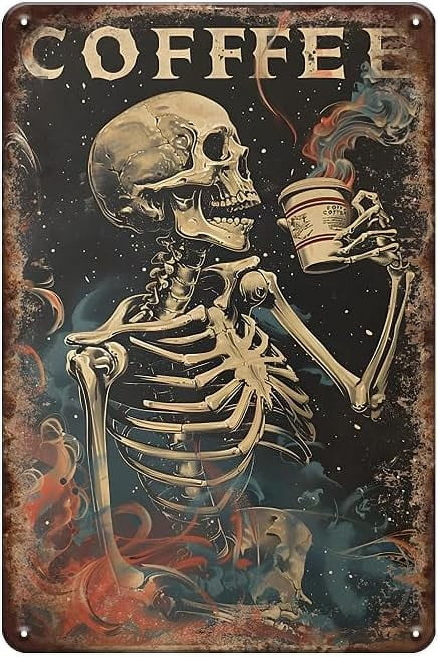 Metal Sign Bar Sign Cafe Decor Skeleton Gothic Art For Living Room Cafe ...