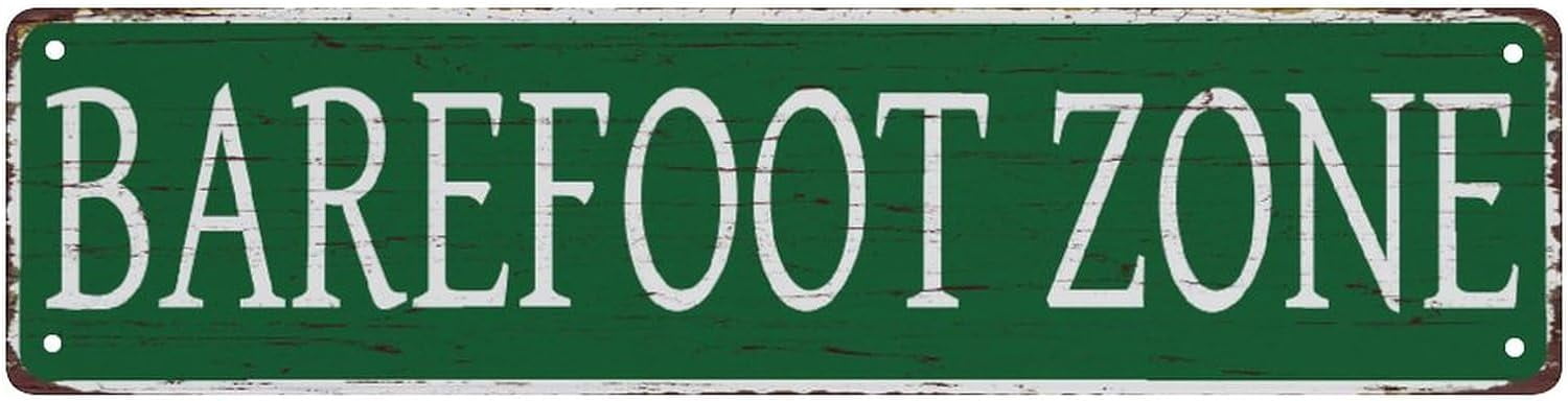 Metal Sign Barefoot Zone Retro Metal Tin Signs 16X4 Inch For Shop Yard ...
