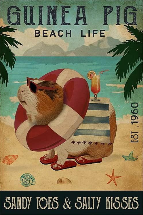 Metal Sign Beach Cocktail Life Guinea Pig Vintage Kitchen Signs Wall ...