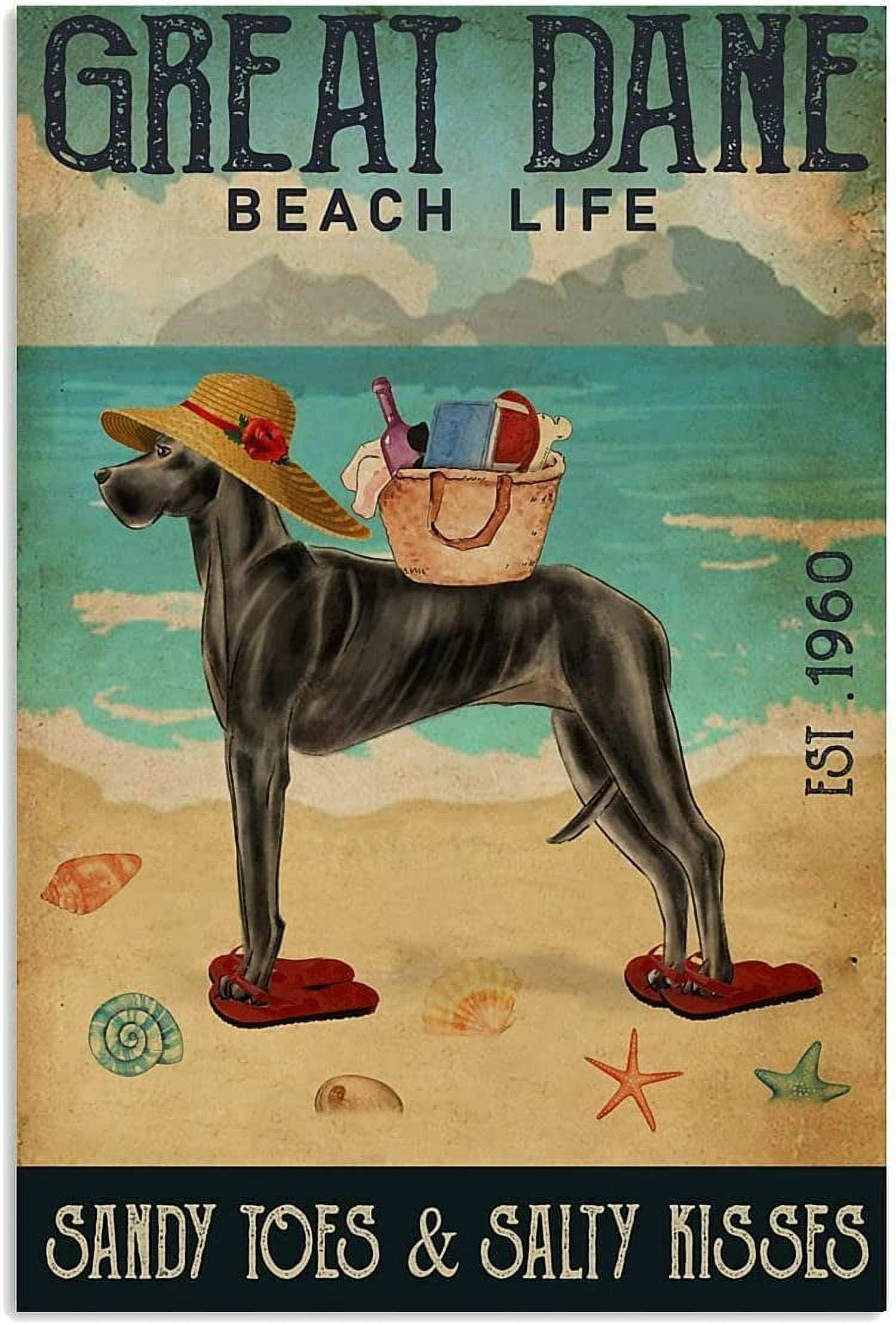 Metal Sign Beach Life Sandy Toes Great Dane Sign Vintage Funny Sign ...