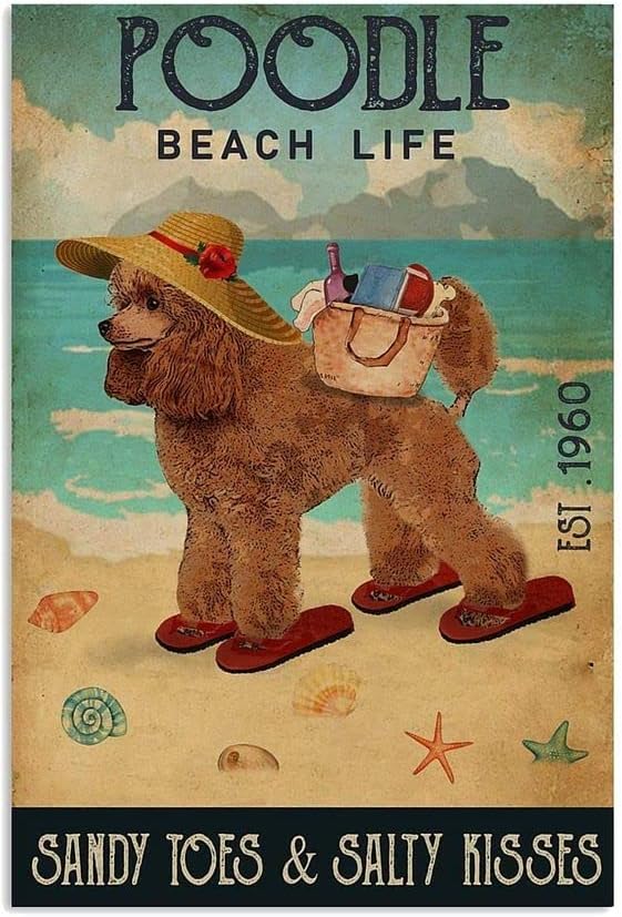 Metal Sign Beach Life Sandy Toes Poodle Vintage Kitchen Signs Wall ...