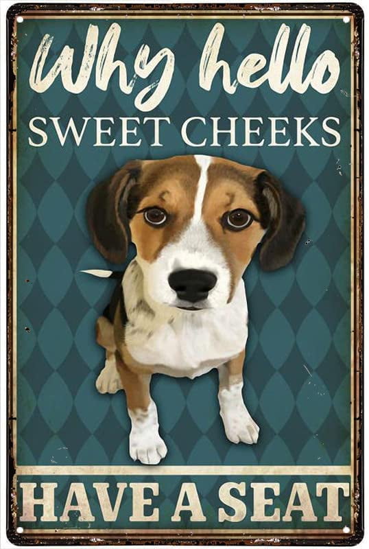 Metal Sign Beagle Why Hello Sweet Cheeks Have A Seat Sign Vintage Funny ...
