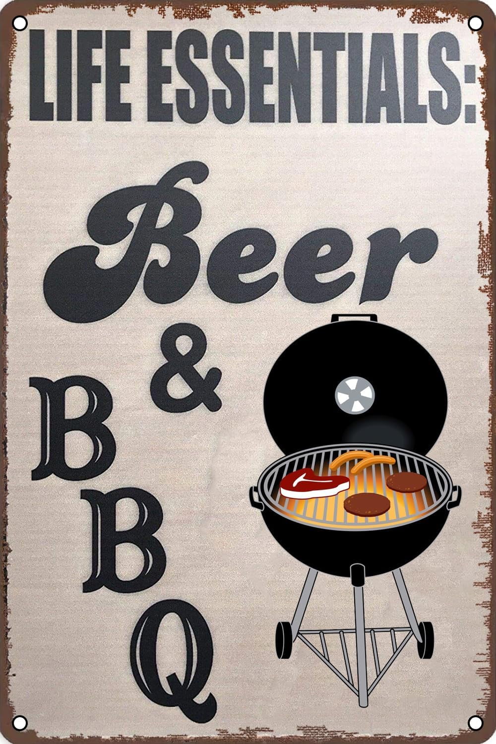 Metal Sign Beer and Barbecue Decoration Vintage Wall Decor for Home ...