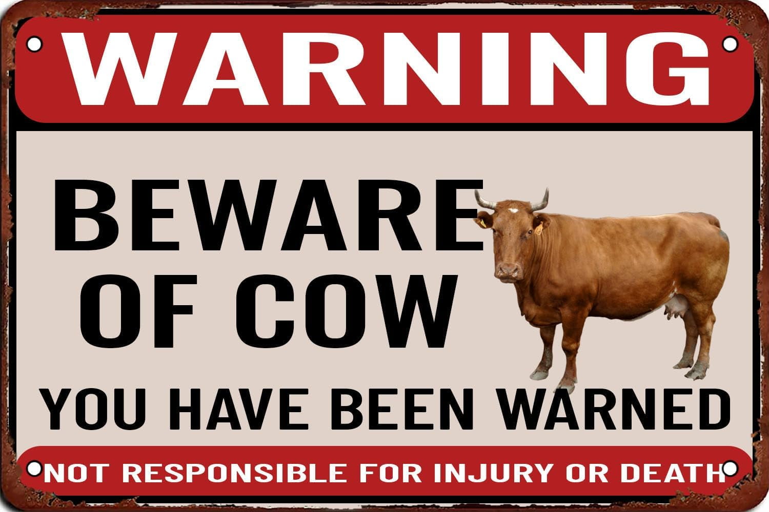 Metal Sign Beware of Cow Decor Warning Animal Sign for Home Farmhouse Farm Wall Decor Metal Tin ...