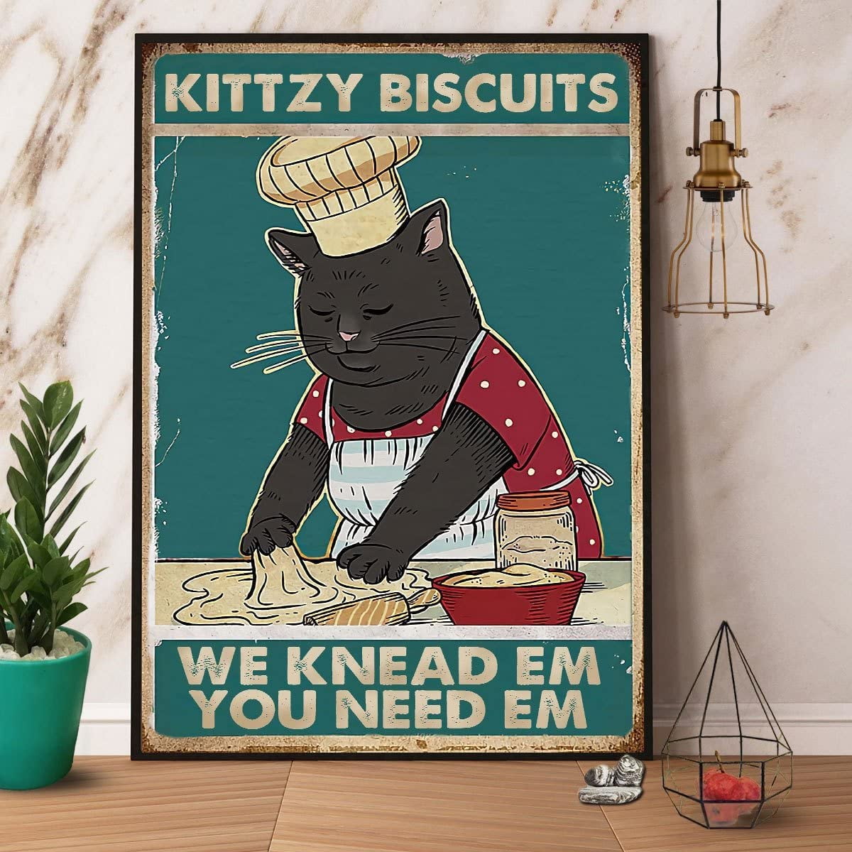 Metal Sign Black Cat Kittzy Biscuits We Knead Em You Need Em Sign ...