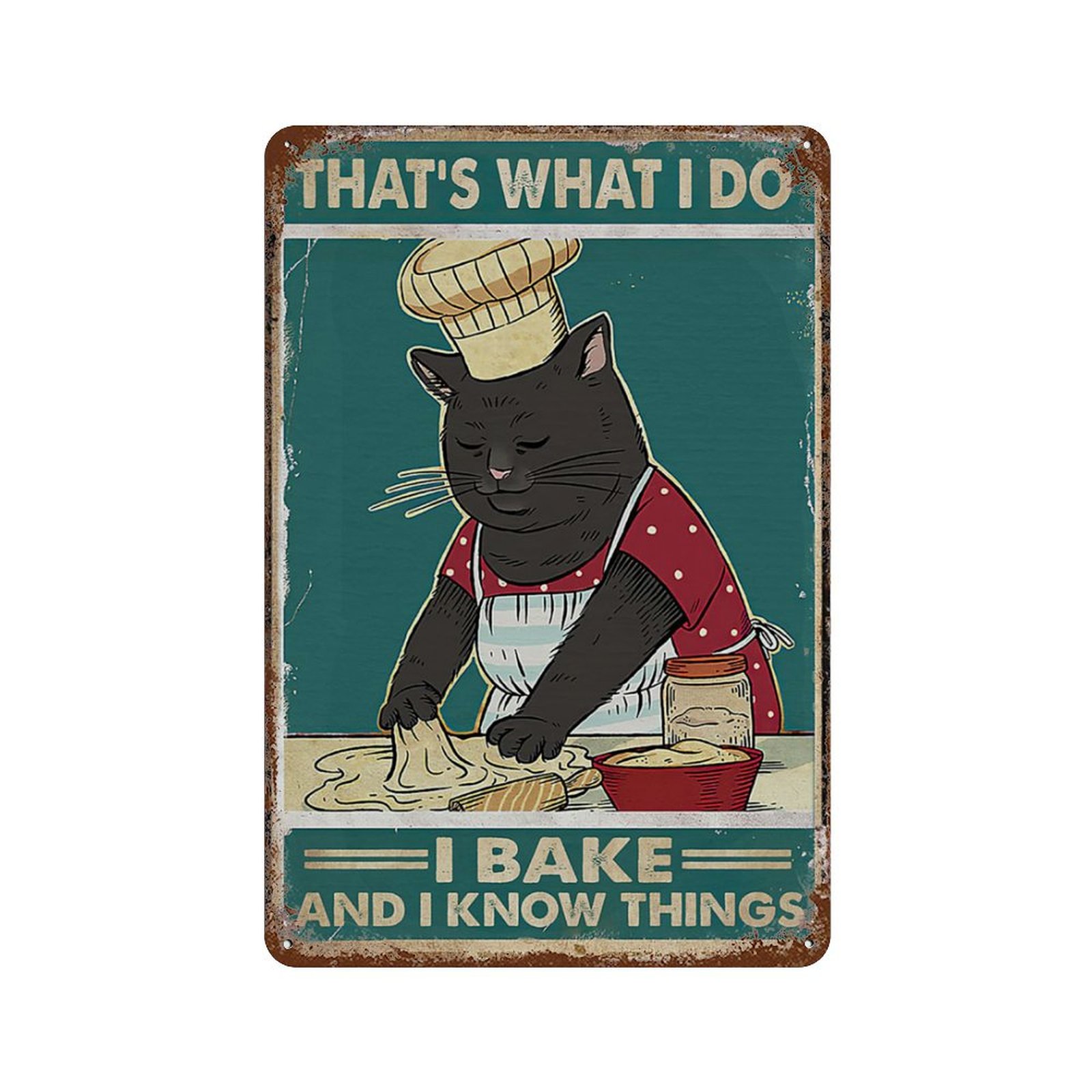 Metal Sign Black Cat Kneading Signs Vintage Tin Sign Retro Sign ...