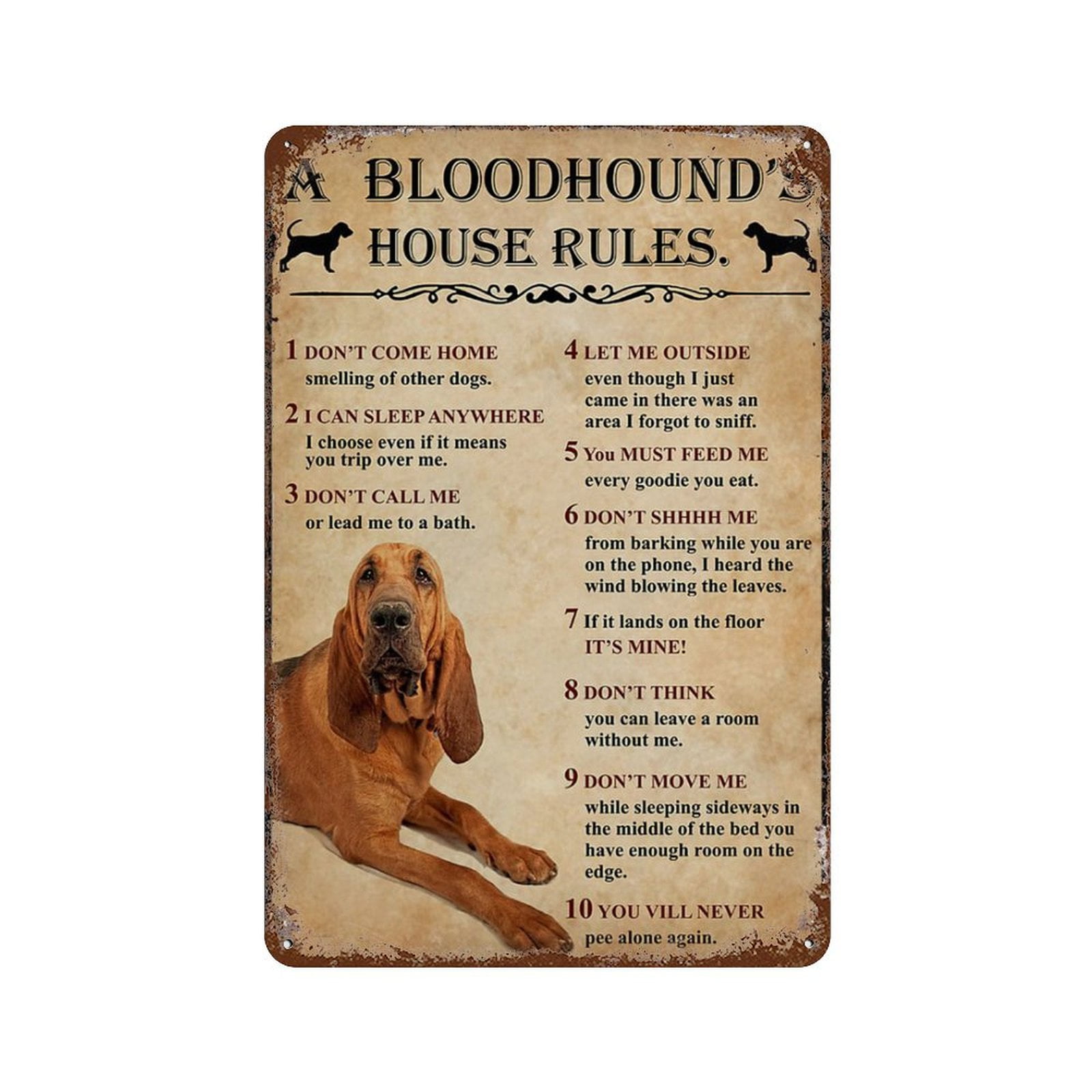 Metal Sign Bloodhound'S House Rules Signs Vintage Tin Sign Retro Sign ...