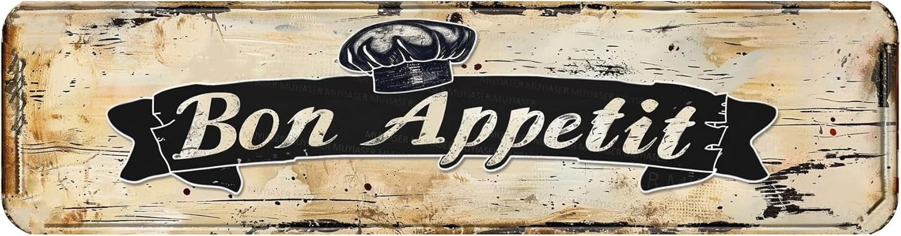 Metal Sign Bon Appetit Vintage Signs Retro Tin Signs Sign for Bedroom ...