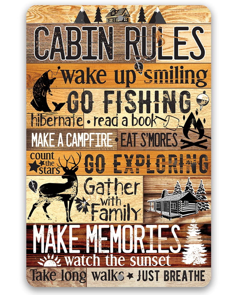 Durable Metal Sign - Cabin Rules - Indoor/Outdoor Use - Housewarming ...