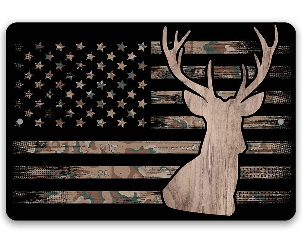 Metal Sign - Camo Flag Hunting - Durable Metal Sign - Use Indoor ...
