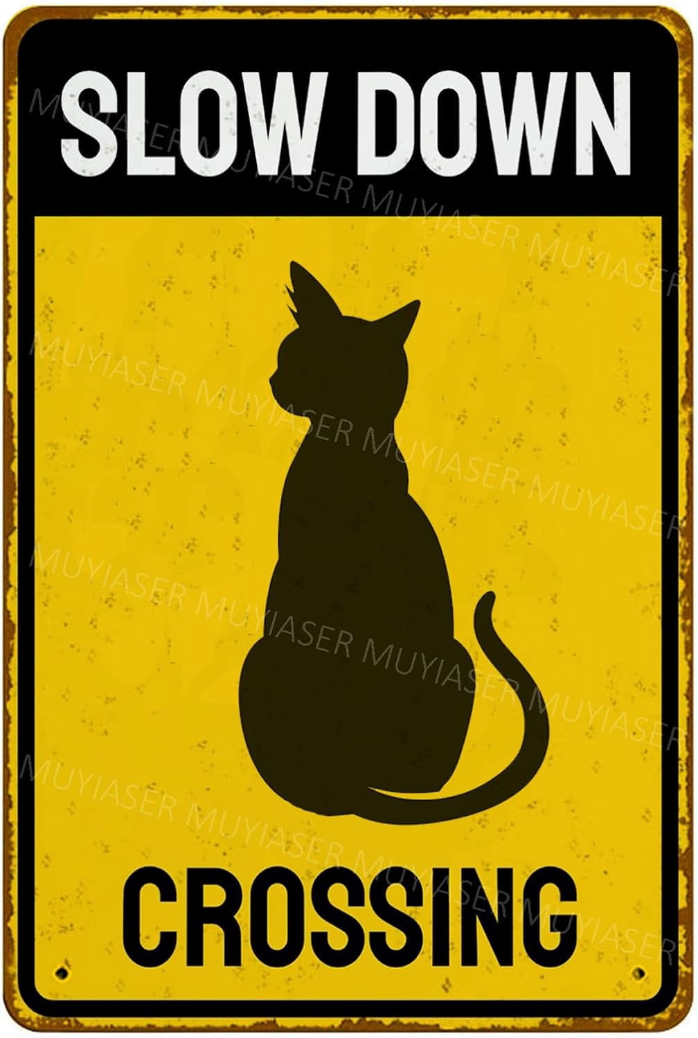 Metal Sign Cat Slow Down Crossing Sign Metal Tin Signs Warning Sign For ...