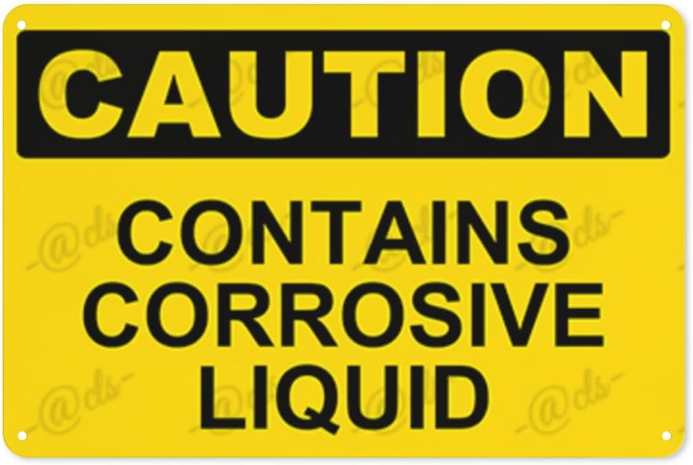 Metal Sign, Caution Sign， CONTAINS CORROSIVE LIQUID, for office ...