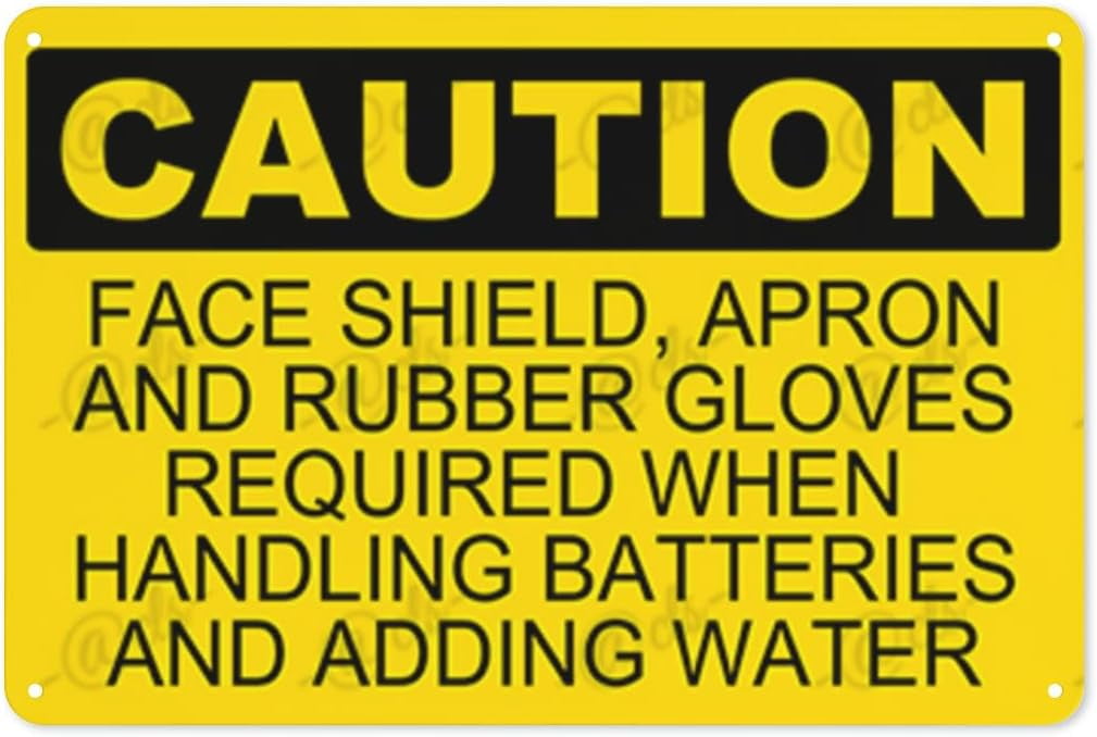 Metal Sign, Caution Sign， FACE SHIELD APRON AND RUBBER GLOVES REQUIRED ...