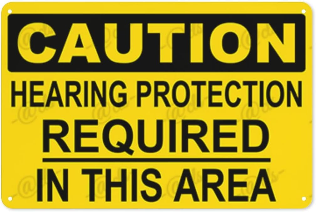 Metal Sign, Caution Sign， HEARING PROTECTION REQUIRED IN THIS AREA, for ...