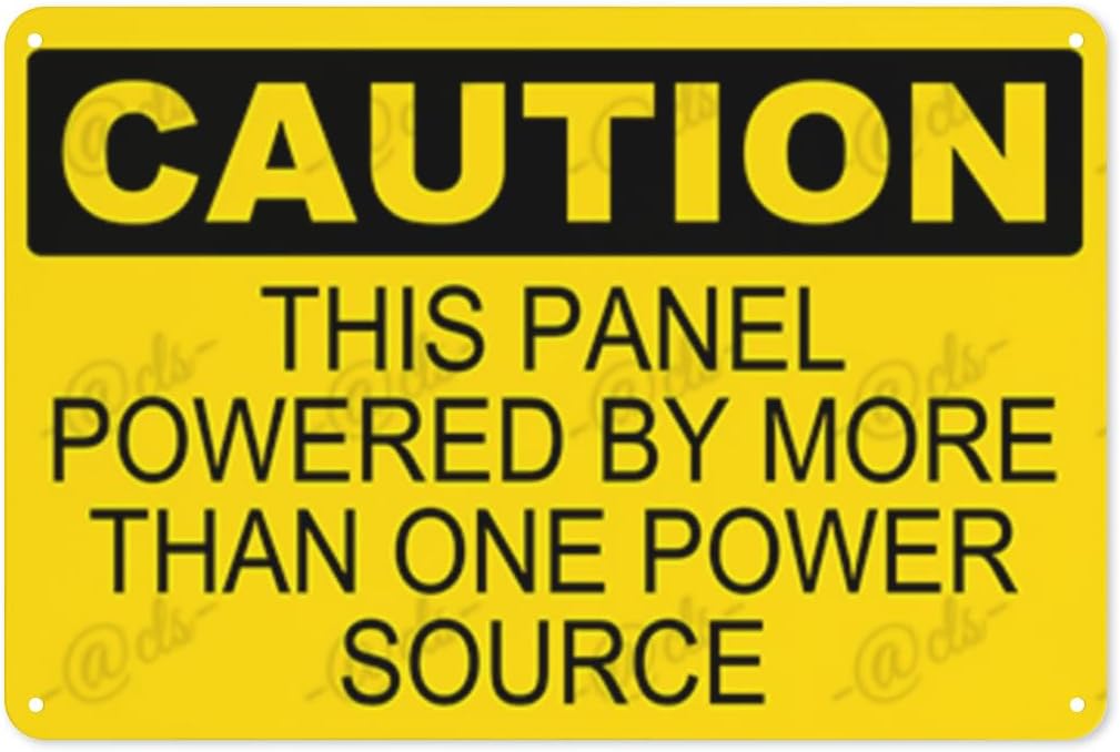 Metal Sign, Caution Sign， THIS PANEL POWERED BY MORE THAN ONE POWER ...