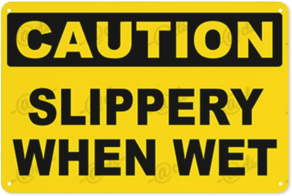 Metal Sign, Caution Sign， SLIPPERY WHEN WET, Waterproof, Fade and ...