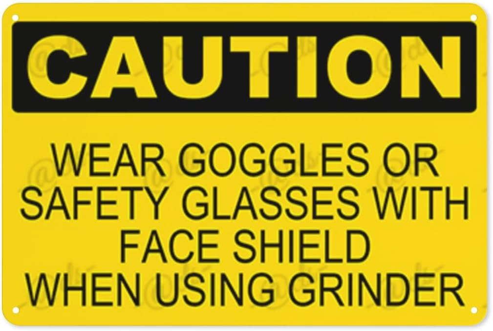 Metal Sign, Caution Sign， WEAR GOGGLES OR SAFETY GLASSES WITH FACE ...