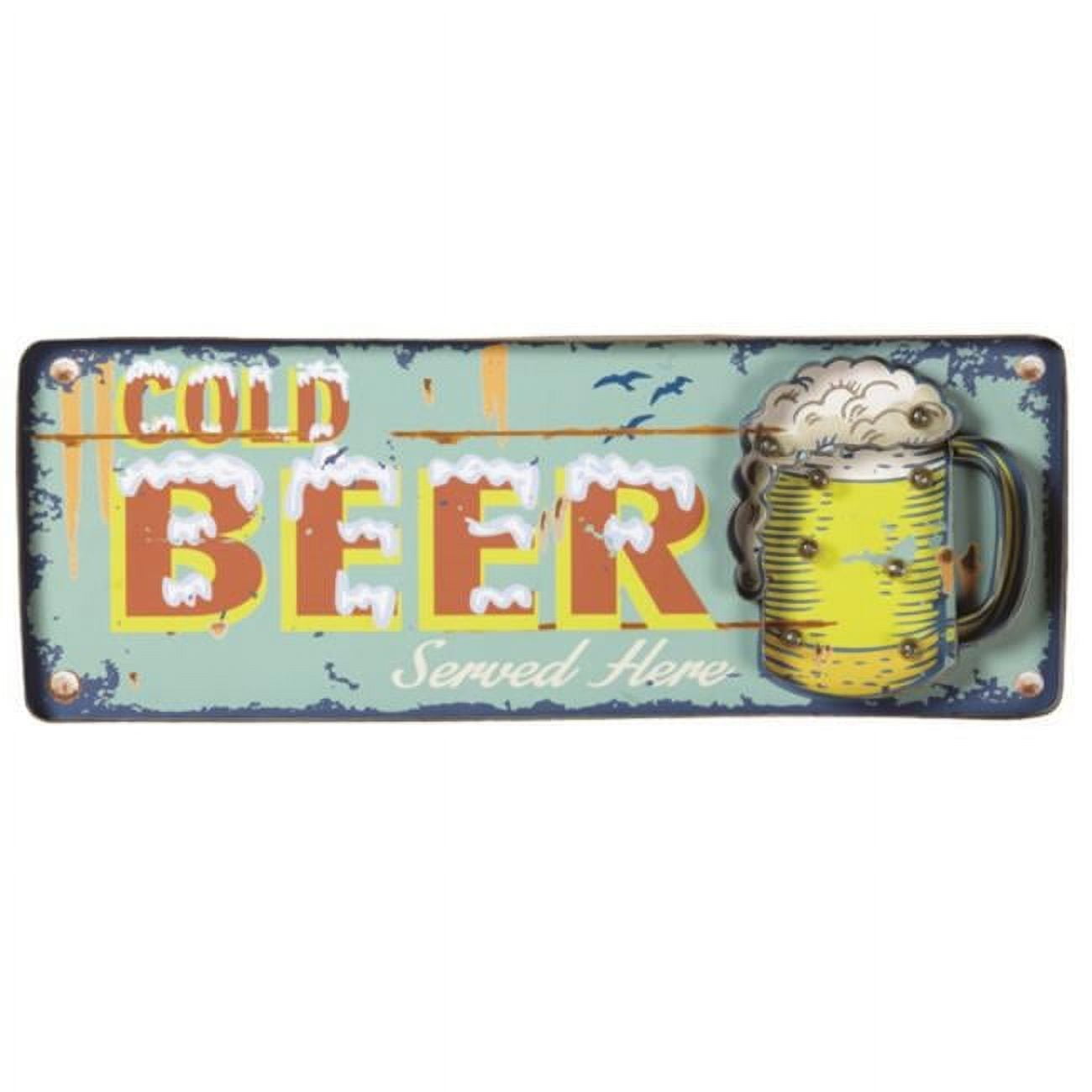 Metal Sign Cold Beer - Blue - Walmart.com