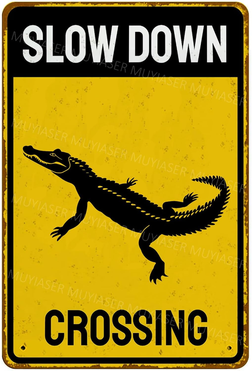 Metal Sign Crocodile Slow Down Crossing Sign Aluminum Metal Tin Signs ...