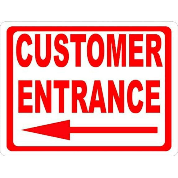 Metal Sign Customer Entrance With Left Arrow Sign for Outdoor & Indoor ...