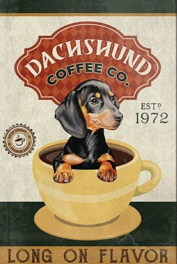 Metal Sign Dachshund Dog Coffee Company Vintage Kitchen Signs Wall ...