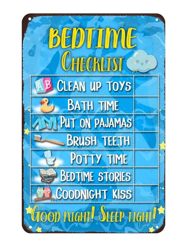 Metal Sign Daily Bedtime Routine Reward Chart For Kids And Autism ...