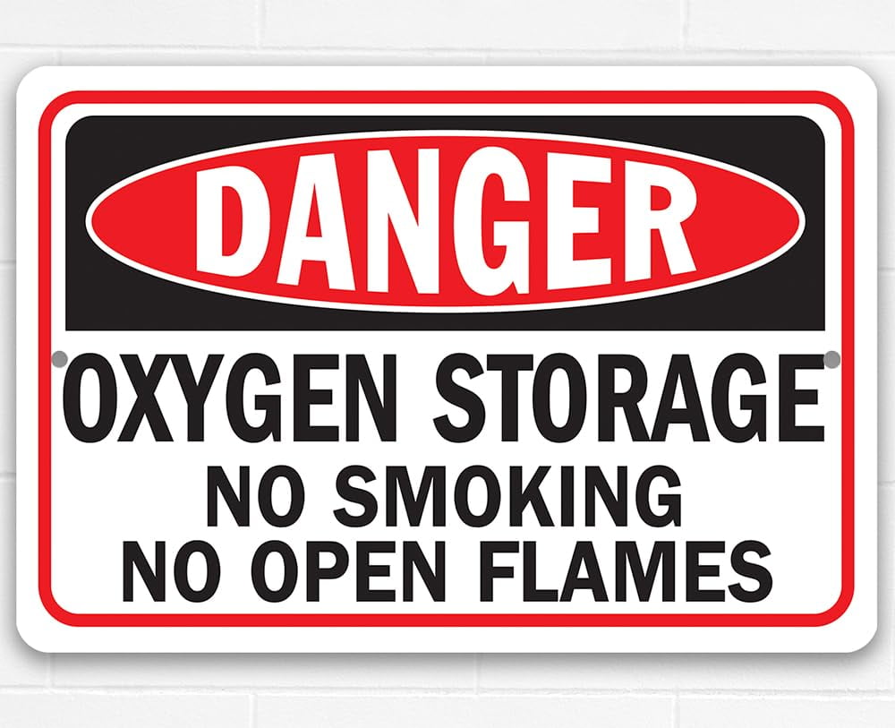 Metal Sign - Danger Oxygen Storage No Smoking or Open Flames - Use ...