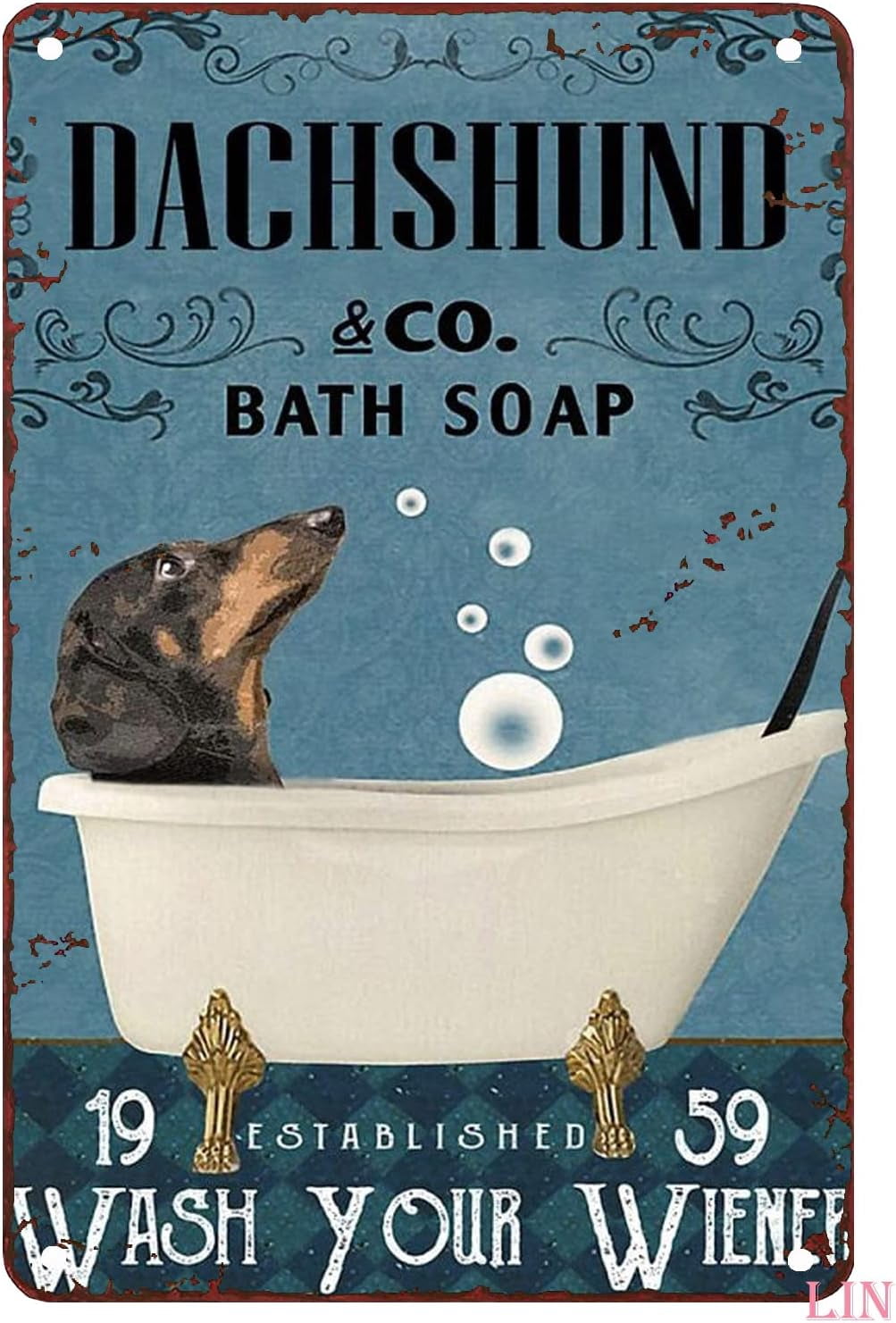 Metal Sign Decor Dachshund Bath Soap Company Vintage Poster Tin Sign ...