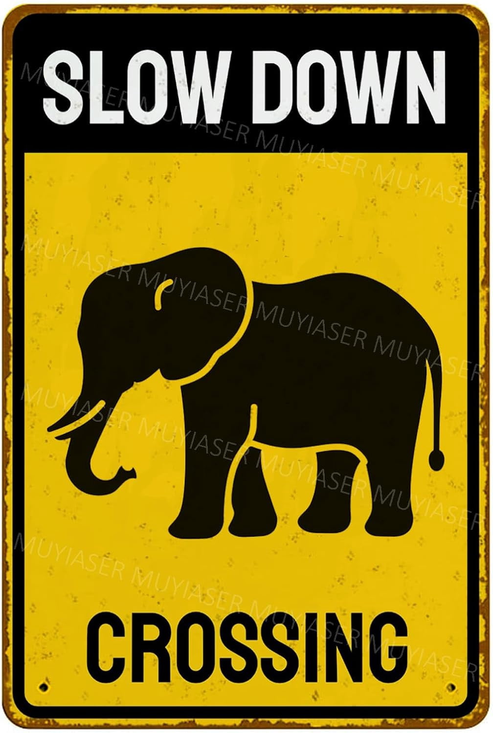 Metal Sign Elephant Slow Down Crossing Sign Metal Tin Signs Warning ...