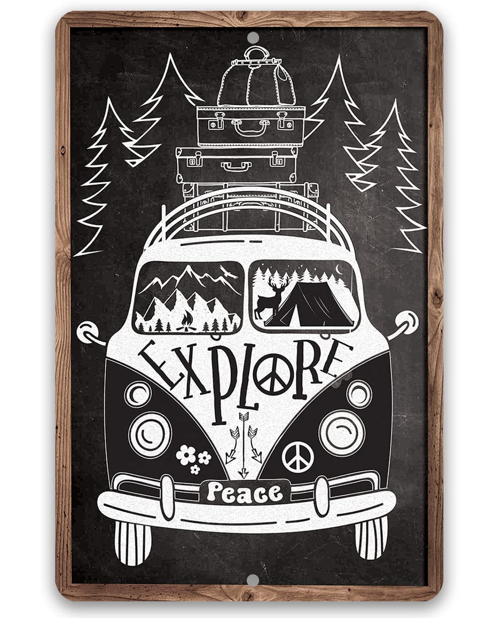 Metal Sign - Explore in a Volkswagen, Peace (Chalkboard Style ...