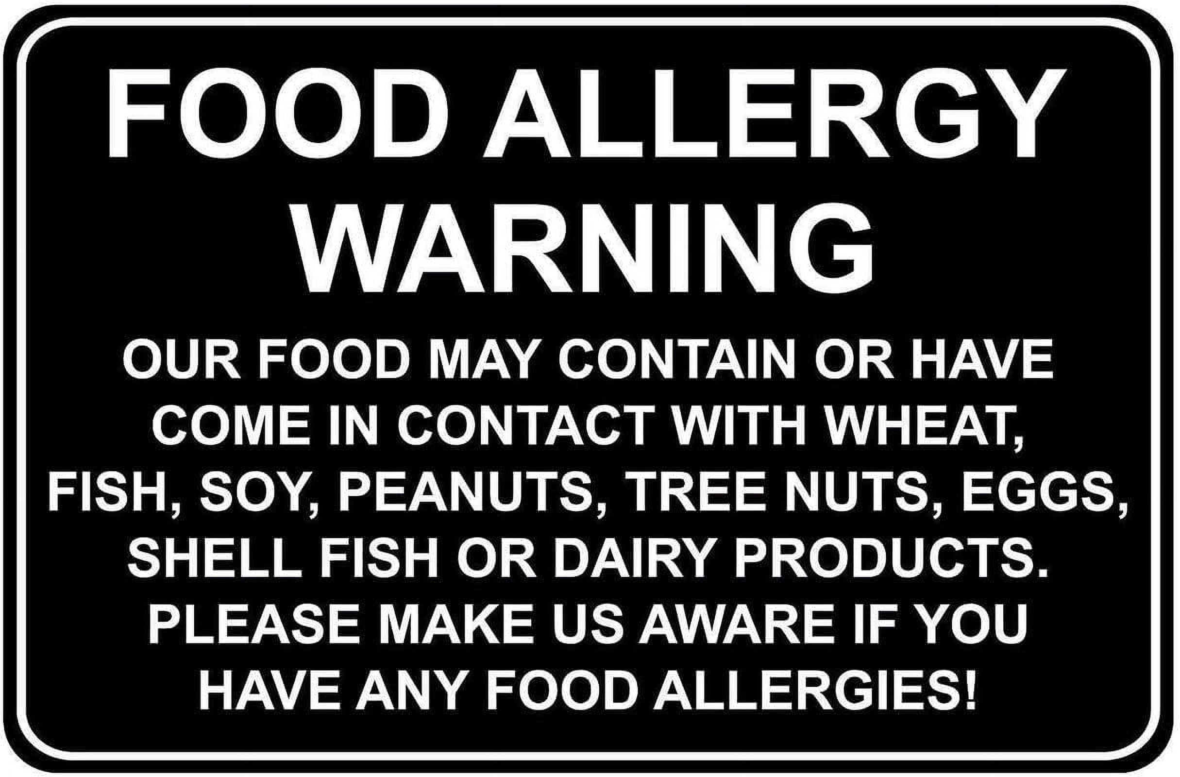 Metal Sign Food Allergy Warning Safety Signs Warning Sign Caution ...
