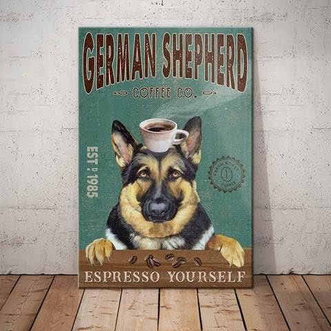 Metal Sign German Shepherd Dog Coffee Company Vintage Kitchen Signs ...