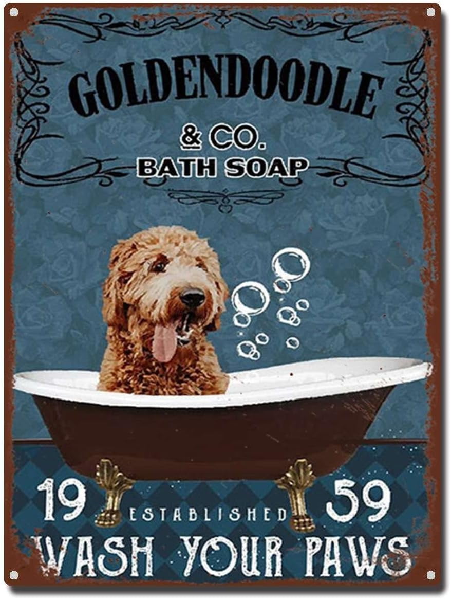 Metal Sign Goldendoodle Co Bath Soap Wash Your Paws Vintage Kitchen ...