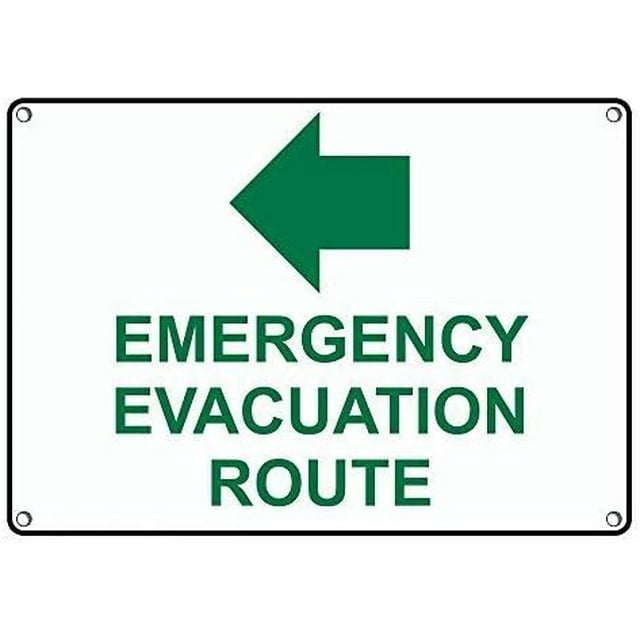 Metal Sign Great Aluminum Tin Sign Emergency Evacuation Route Left ...