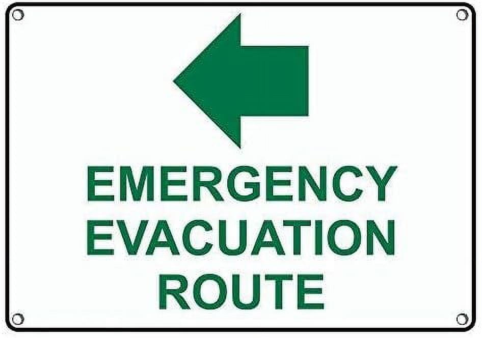 Metal Sign Great Aluminum Tin Sign Emergency Evacuation Route Left ...