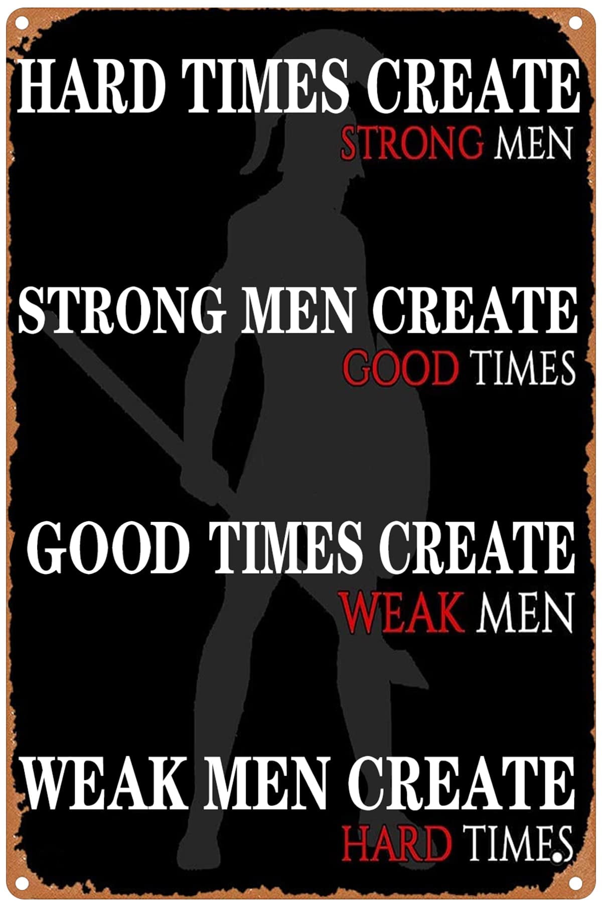 Metal Sign - Hard Times Create Strong Men, Strong Men Create Good Times ...