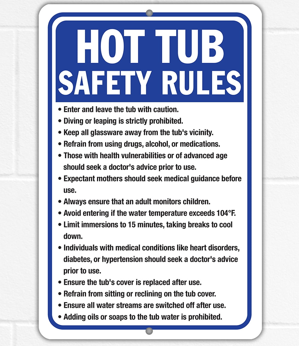 Metal Sign - Hot Tub Safety Rules - Outdoor Hot Tub Spa Rules Signs ...