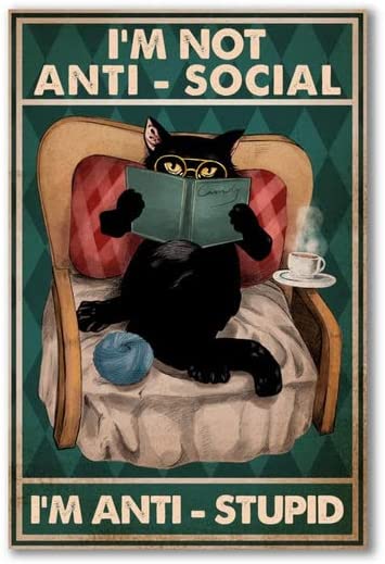 Metal Sign I'm Not Anti Social Sign Vintage Funny Sign Retro Aluminum ...
