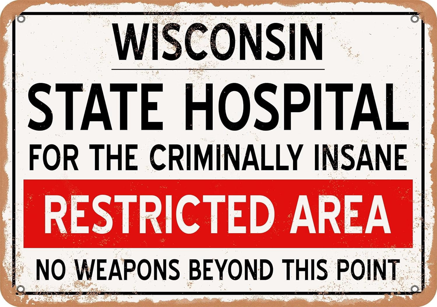 Metal Sign - Insane Asylum of Wisconsin for - Vintage Look - Walmart.com
